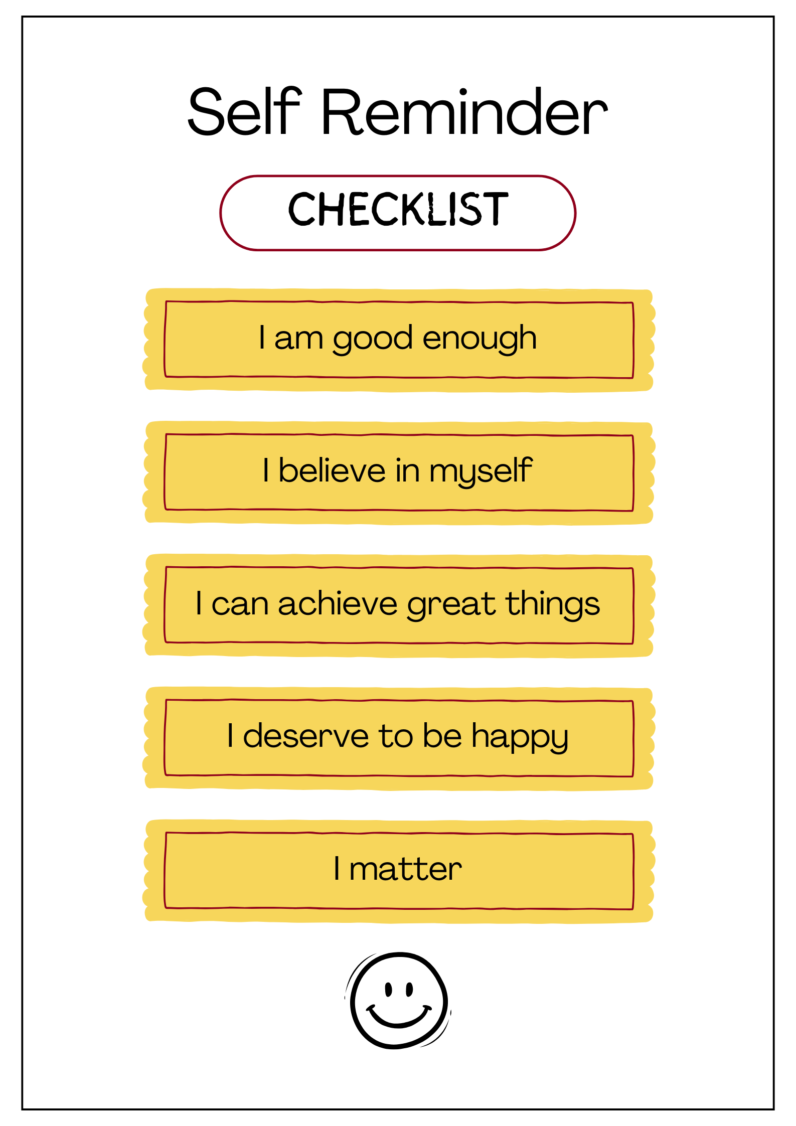 Self Reminder Checklist - The Mastery Venture